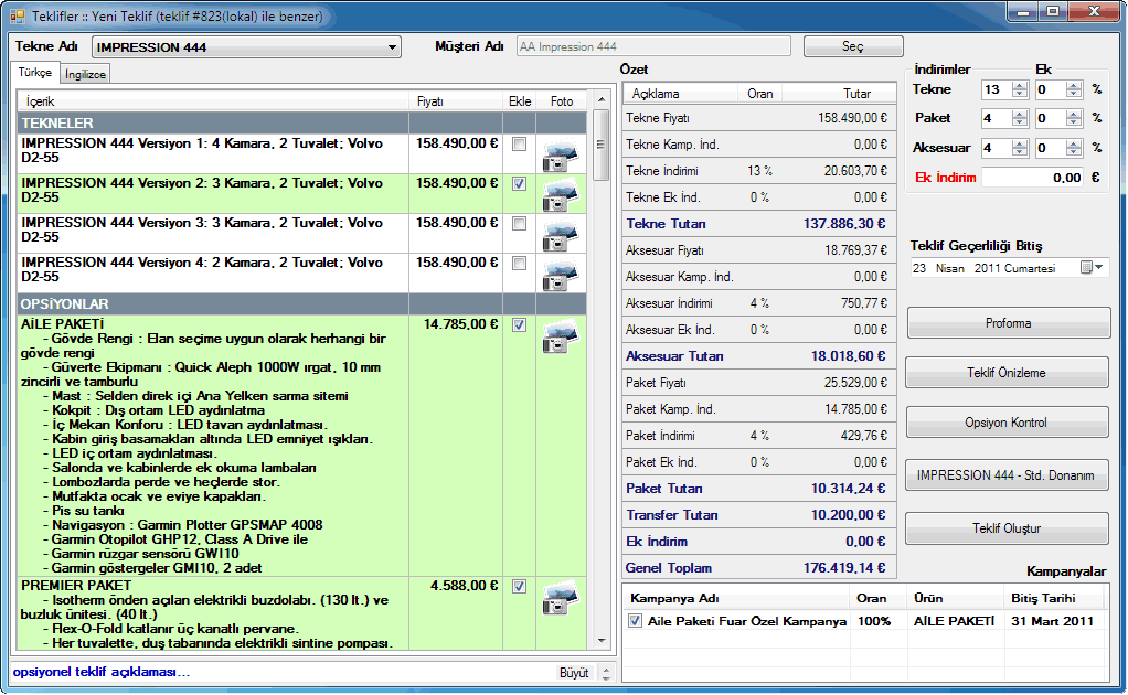 Makonet Bilgisayar - Yat/Tekne/Opsiyon Teklif Hazırlama Programı ...